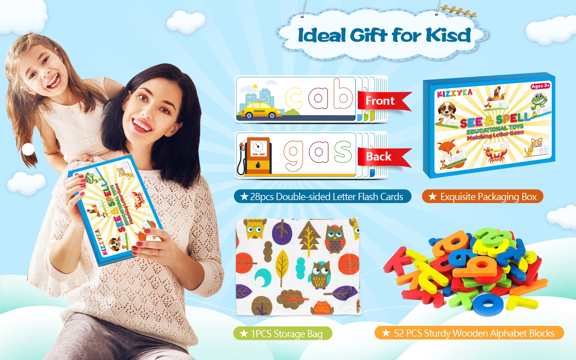 Learning Educational Toys and Gift for 3 4 5 6 Years Old Boys & Girls - See & Spell Matching Letter Game for Preschool Kids Learning Resources - STEM Educational Toys for Toddler Learning Activities