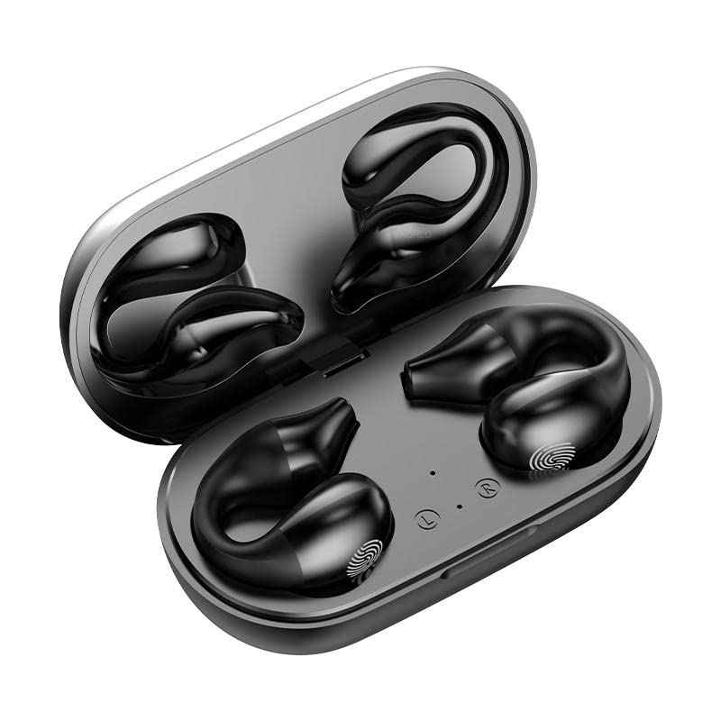Ear-Clip Bone Conduction Headphones Bluetooth 5.3, Open Ear Clip on Headphone, Bluetooth Headphones Wireless Non-In-Ear, Pain-Free Wearing, Air Conduction Headphones Earrings Ear Clip for Sports