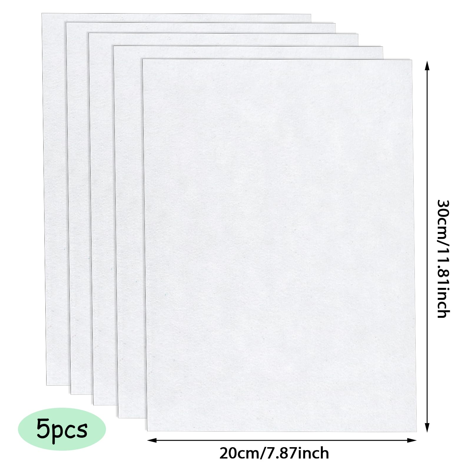 Dimeho 5 Pcs Felt Sheets for Crafts 3mm Thick White Stiff Felt Sheets 8"X12" Hard Felt Fabric Squares Sheets DIY Projects Supplies Gift Wrapping Fabric Crafts Sewing Christmas Costumes (White)