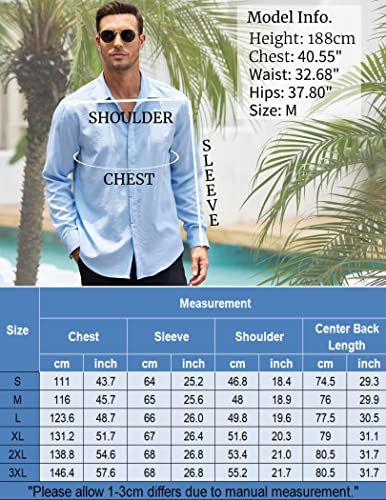 COOFANDY Men Beach Shirts Casual Cotton Linen Long Sleeve Slim Fit Summer Shirts Stone