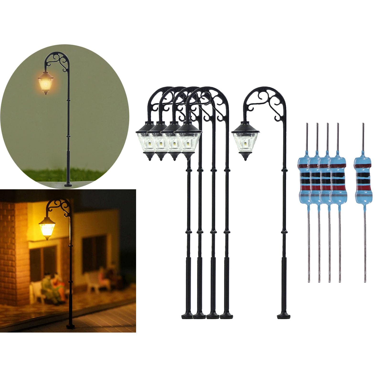 BESSTUUP 50Pcs Model Railway Train Model Street Lights LED Light Poles