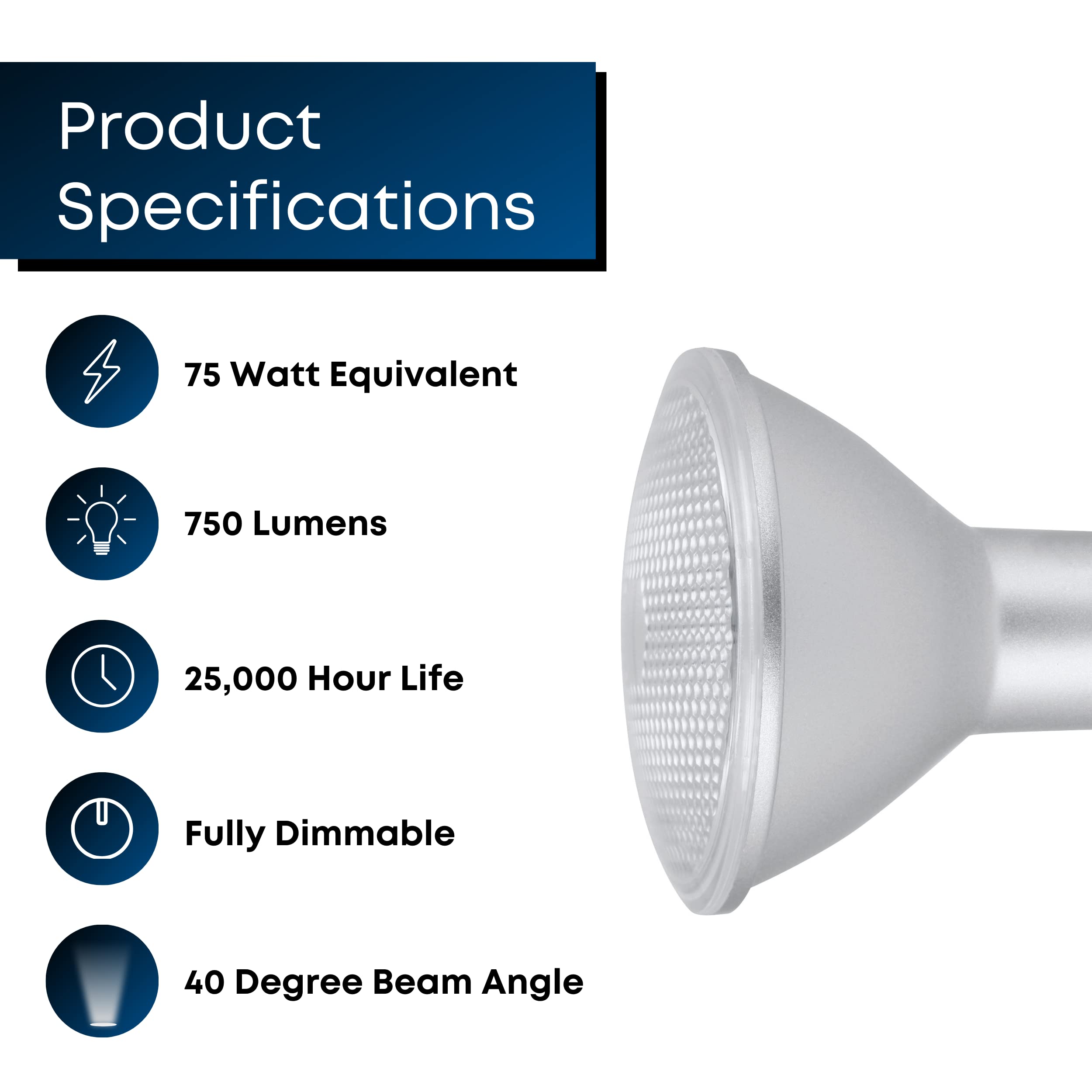 Feit Electric LED PAR30L Bulbs, 75W Equivalent, Dimmable, 3000K Bright White, 750 Lumens, 22 Year Lifetime, E26 Base, PAR30 Flood Lights, Spotlight Bulb,Weatherproof, 2 Pack, PAR30LDM/930CA/2