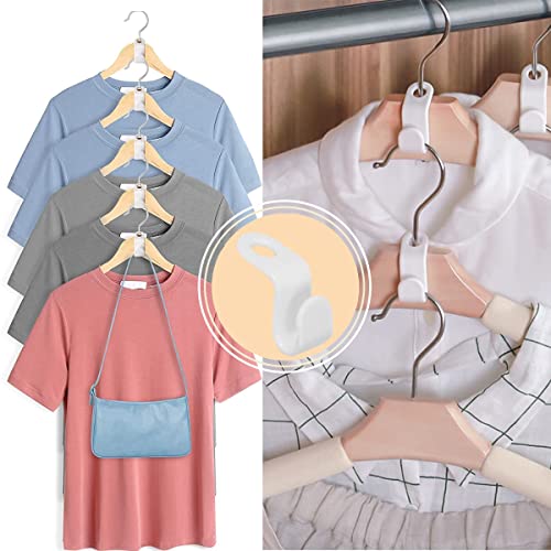 Clothes Hanger Connector Hooks 100Pcs Mini Cascading Hanger Hooks Clothes Closet Cascading Connection Hooks Hanger Extender Clips for Outfit Organizer Hangers Space Saving (White)