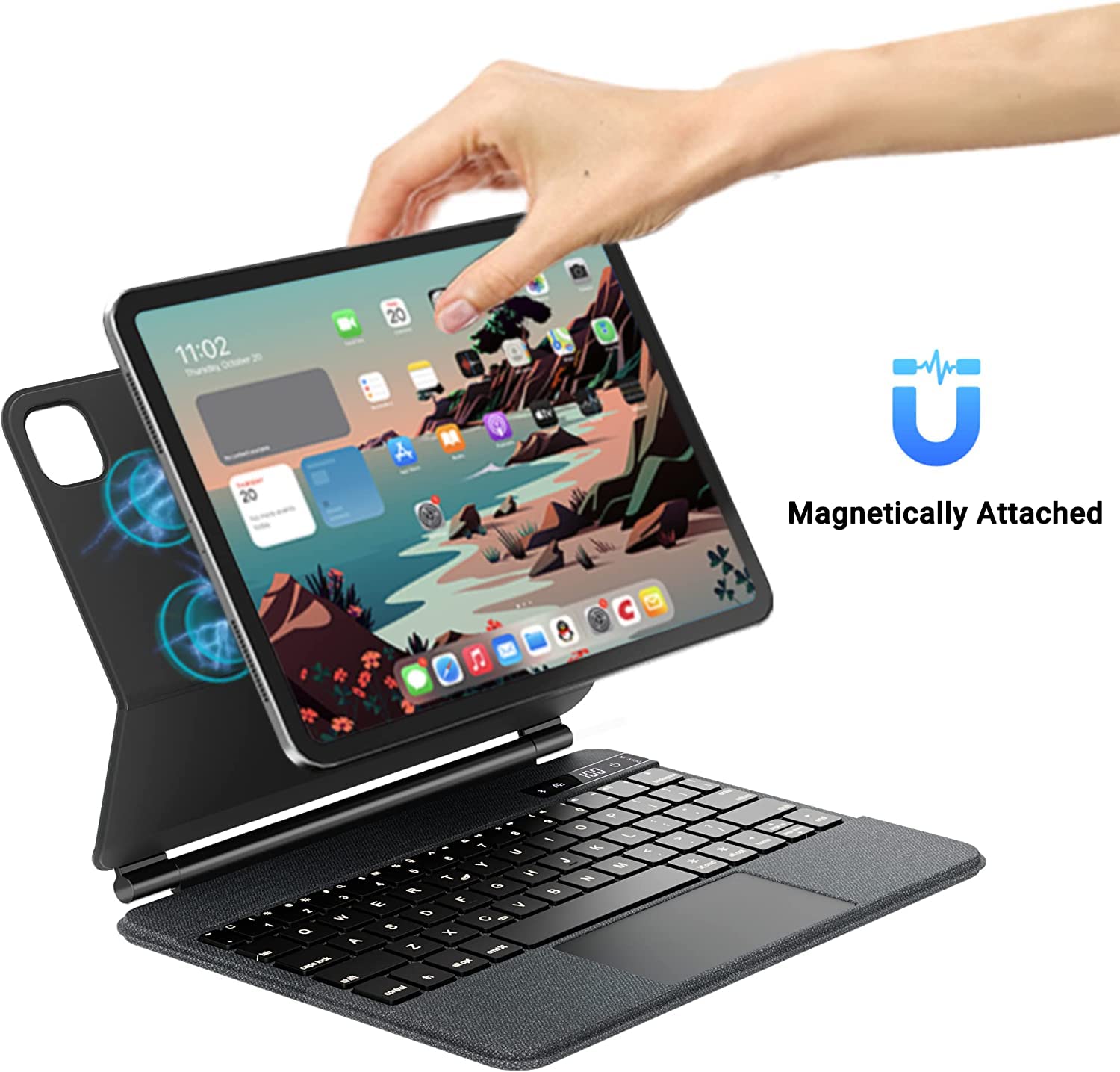 edaiser Magic iPad Keyboard Case; 10.9 inch 2022 iPad Air 5th 2020 4th Generation and iPad Pro 11 3th 2nd 1st Gen 2021 2018 Smart Touch Keyboard with Trackpad Bluetooth Backlit Folio Magnetic Leather