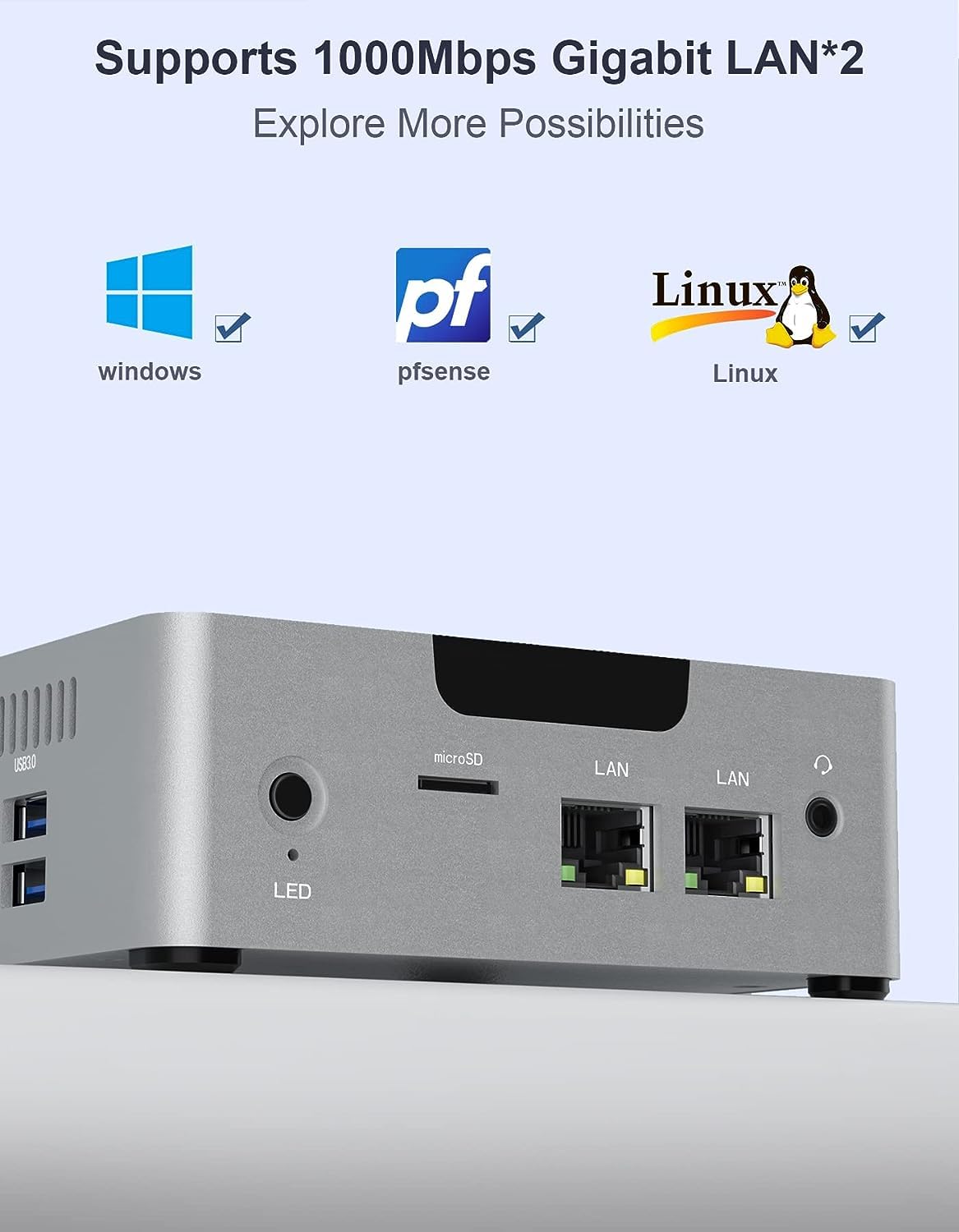 AWOW Fanless Mini PC Windows 11 Pro, 8GB DDR4 RAM 256GB SSD Mini Desktop Computer Intel N4120, Home Office Business Micro PC Dual Display HDMI 4K@60Hz Dual Gigabit Ethernet, WiFi/BT/USB3.0 * 5