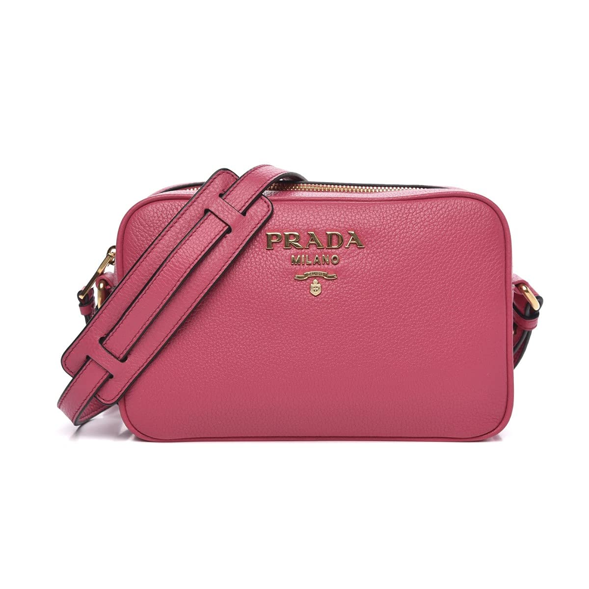 Prada Vitello Phenix Leather Peonia Pink Shoulder Camera Bag 1BH103