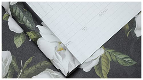 HAOKHOME 93169-1 Peel and Stick Gardenia Floral Wallpaper Removable Black/White/Green Vinyl Self Adhesive Mural 17.7in x 9.8ft