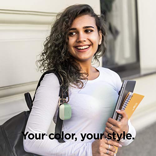 elago Duo AirPods Pro Case with Keychain Designed for Apple AirPods Pro Case Cover, 2 Caps + 1 Body (Front LED Visible) [ Classic White, Peach + Pastel Green ]