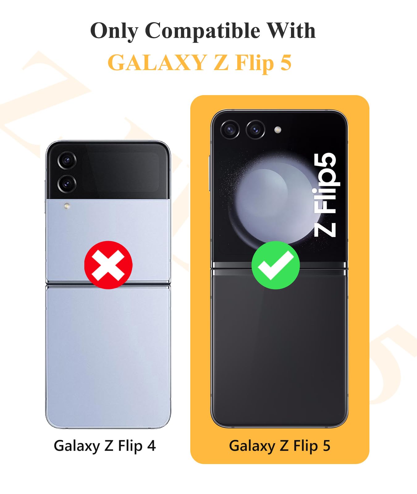 ATATOO for Galaxy Z Flip 5 Case with Kickstand, Thin Flip5 Case with Adjustable Ring & Front Screen Protector, Sturdy Anti-Slip Luxury Leather Phone Case for Samsung Galaxy Z Flip 5 2023, Orange