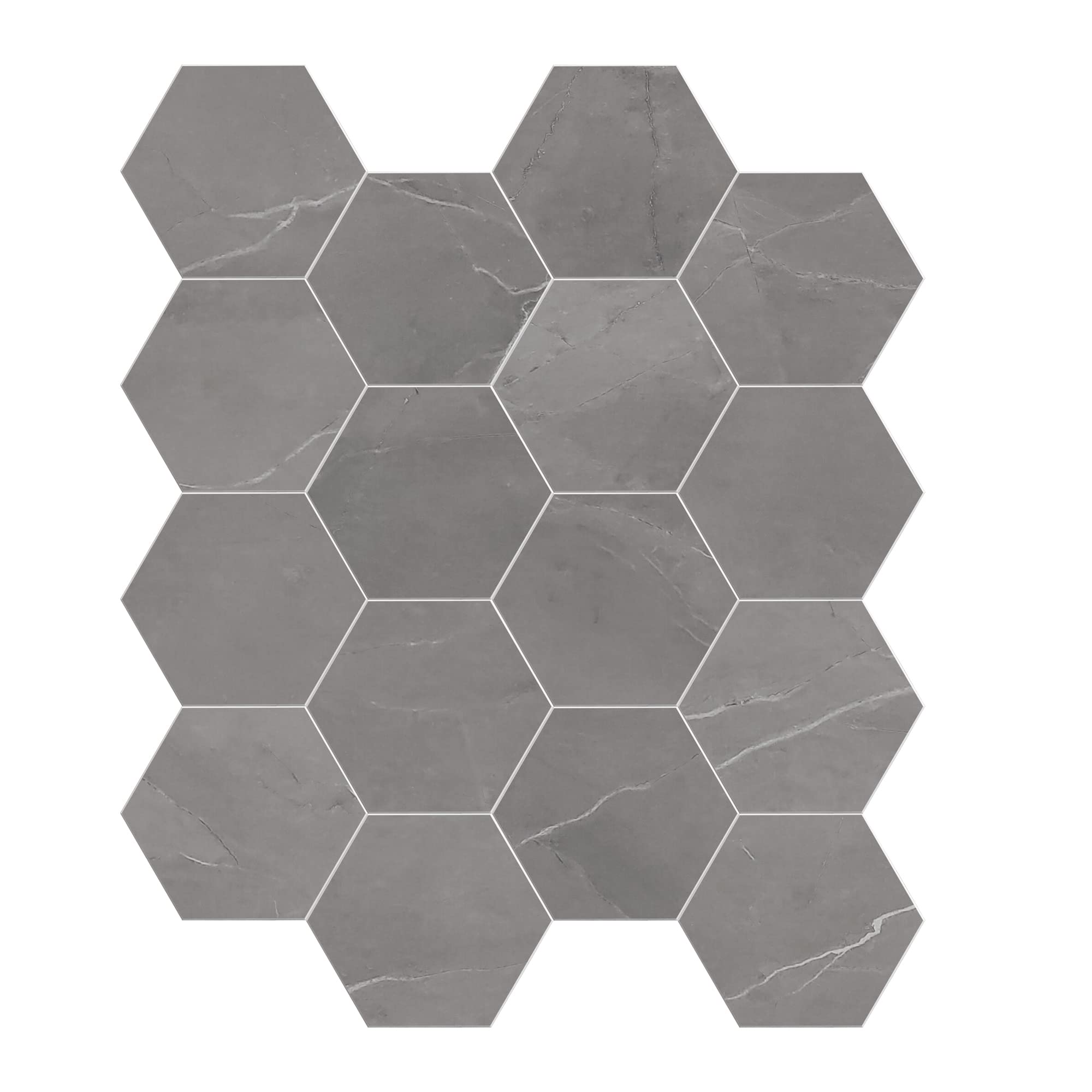 Avant Decor | Stone Composite Hexagon Stone Texture | Peel and Stick Kitchen Backsplash Tiles | Stick On Wall Tiles | Easy DIY Installation | 6β x 6.9β | Single Tile