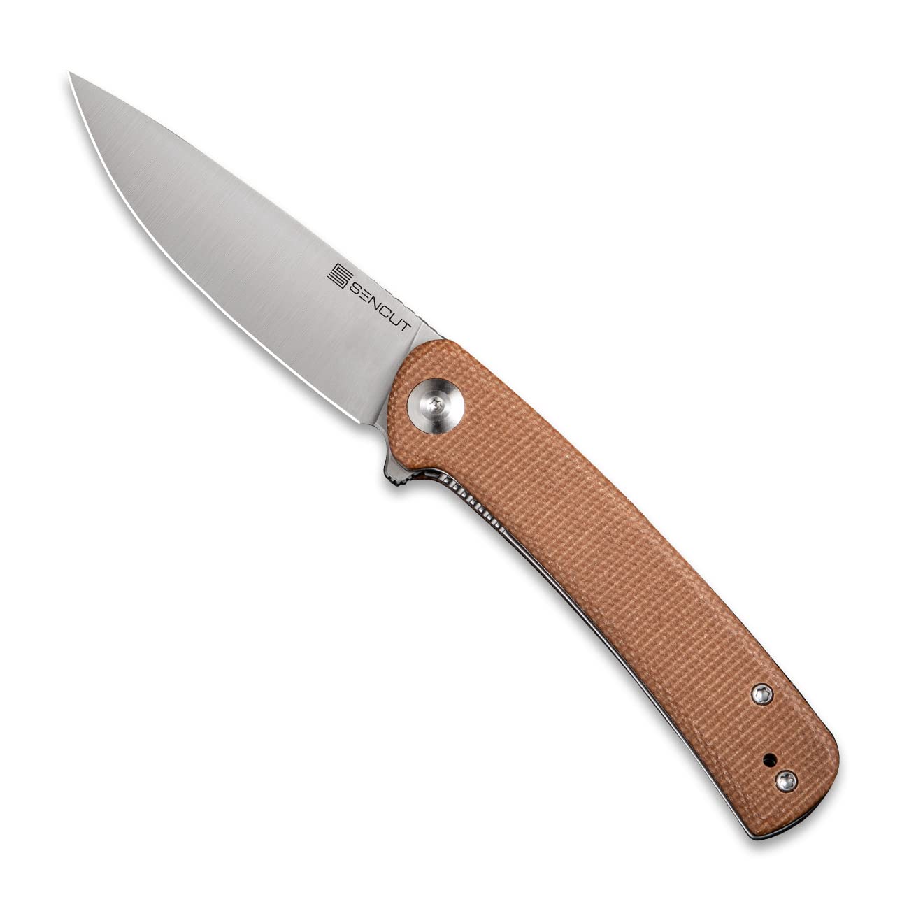 SENCUT Neches Folding Pocket Knife for Men, 3.2" 10Cr15CoMo Blade Brown Micarta Handle SA09D