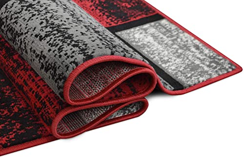 champion rugs Square Pattern Red Area Rug Box Pattern Modern (7β 8β X 10β 8β)