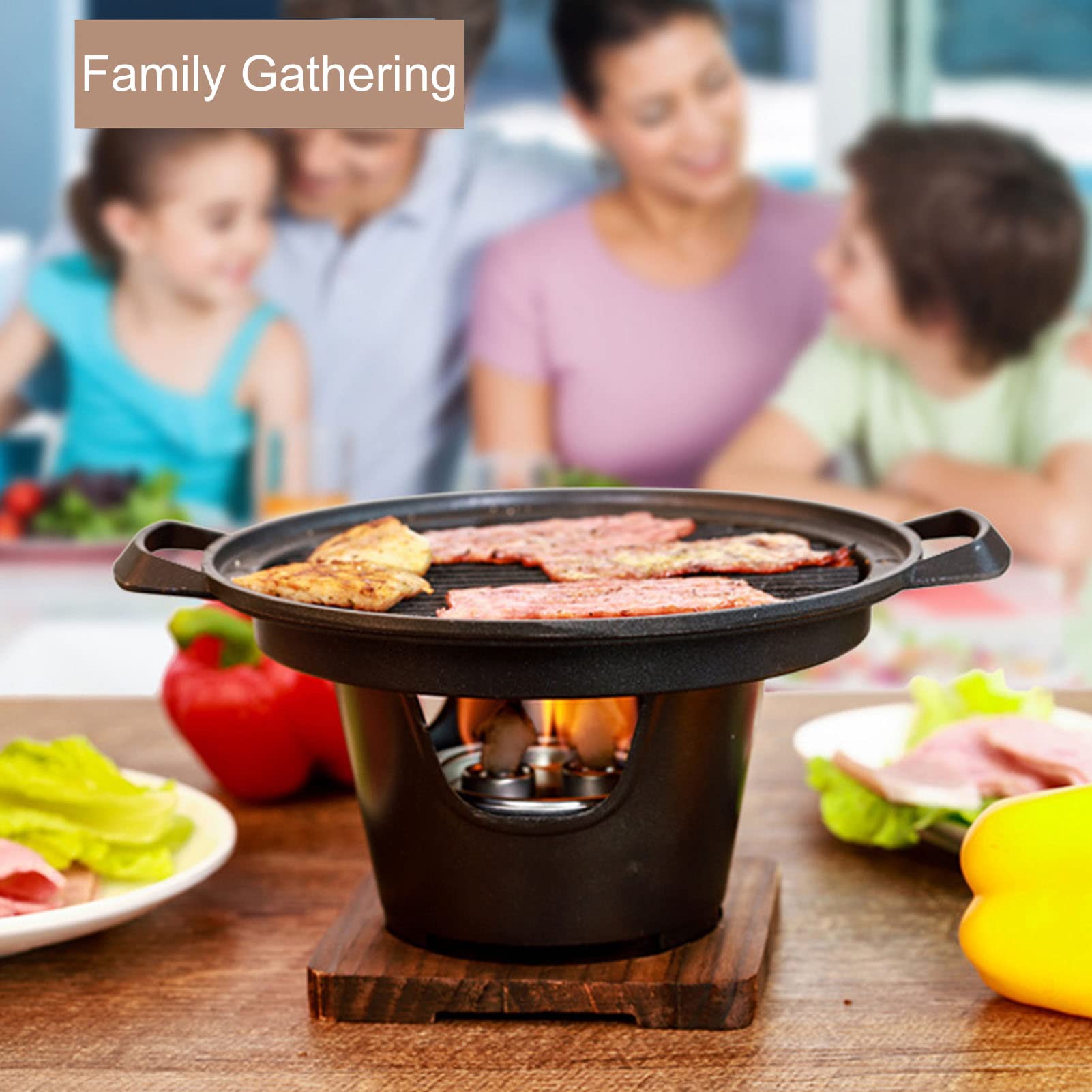 Barbecue Grill, Mini Hibachi Grill, Small Tabletop Grill Prevent Sticking Easy Cleaning Portable Smokeless Tabletop Charcoal Grill for One Person for Indoor