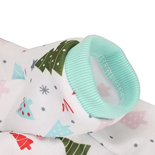 Dog Hoodie, Print on White Odorless Green Christmas Tree Easy to Wear Elastic Dog Sweaters for Winter for Cats S