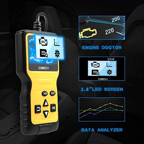 ATDIAG OBD2 Scanner, Car Engine Code Reader Automotive Diagnostic Tool Scanner Monitor Auto Fault Code Scan Tool with Live Data (Yellow)