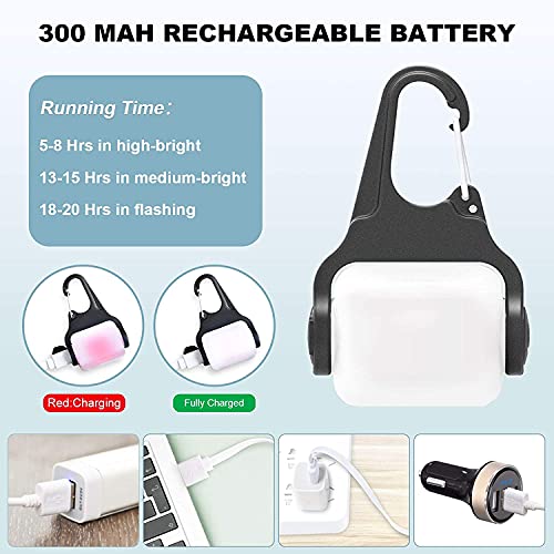 Dog Lights for Night Walking, Clip on USB Rechargeable Dog Collar Light, 3 Light Modes Dog Light, IP65 Waterproof Dog Light, LED Safety for Running, Camping, Climbing, Bike, 2 Pack
