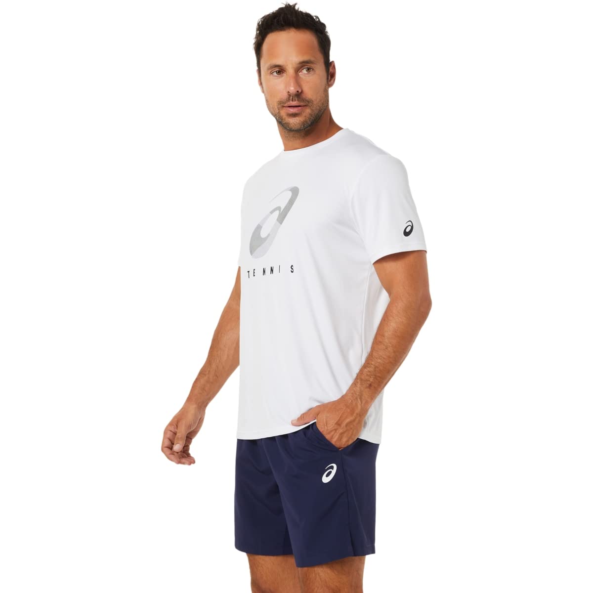 ASICS Men's Court Spiral TEE Tennis Apparel, XL, Brilliant White