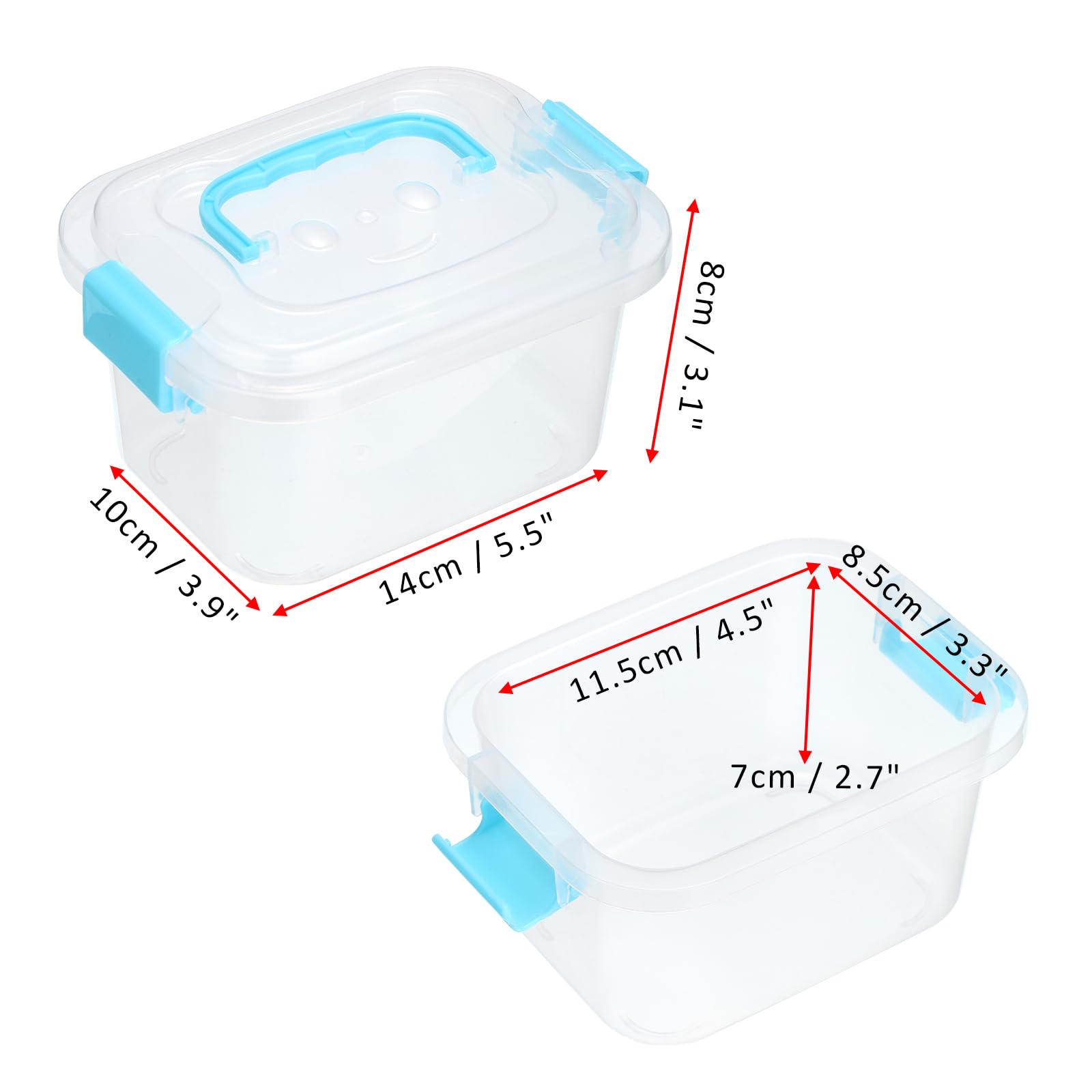 BTSKY 8 Pack Small Clear Plastic Storage Containers-4.5x3.3x2.7 Inch, Portable Mini Storage Box with Lid & Handle Multipurpose Craft Storage Containers for Crayons, Toys, Hair Ties, Beads,etc
