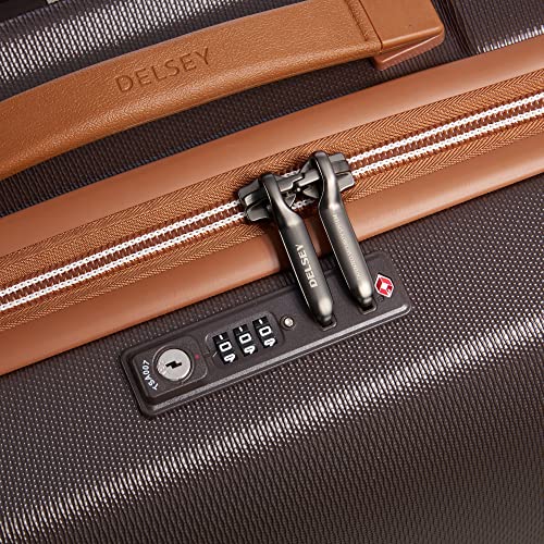 DELSEY Paris Chatelet Hardside 2.0 Luggage with Spinner Wheels, Chocolate Brown, Checked-Medium 24 Inch