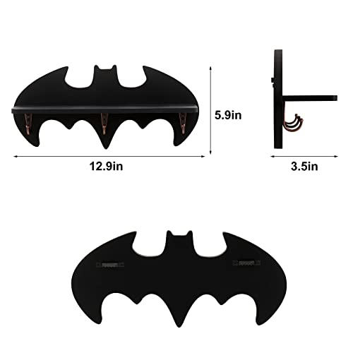 HYLEHE Bat Shelf Crystal Shelf Wall Mounted Floating Shelves-Hanging Floating Wooden Shelves for Goth Home Bedroom or Bathroom-Witchy Room Decor for Crystal Keys