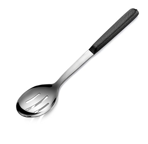 New Star Foodservice 52169 Hollow Cool Touch Coating Handle Slotted Serving Spoon, 12", Silver