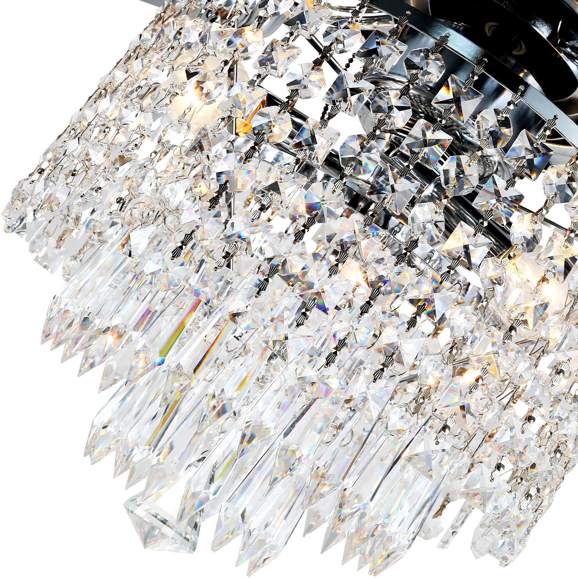 Bella Depot 52" Crystal Chandelier Ceiling Fan with Light and Remote, Dual-Sided Blades Modern Chandelier Fan for Living Room Dining Room Bedroom
