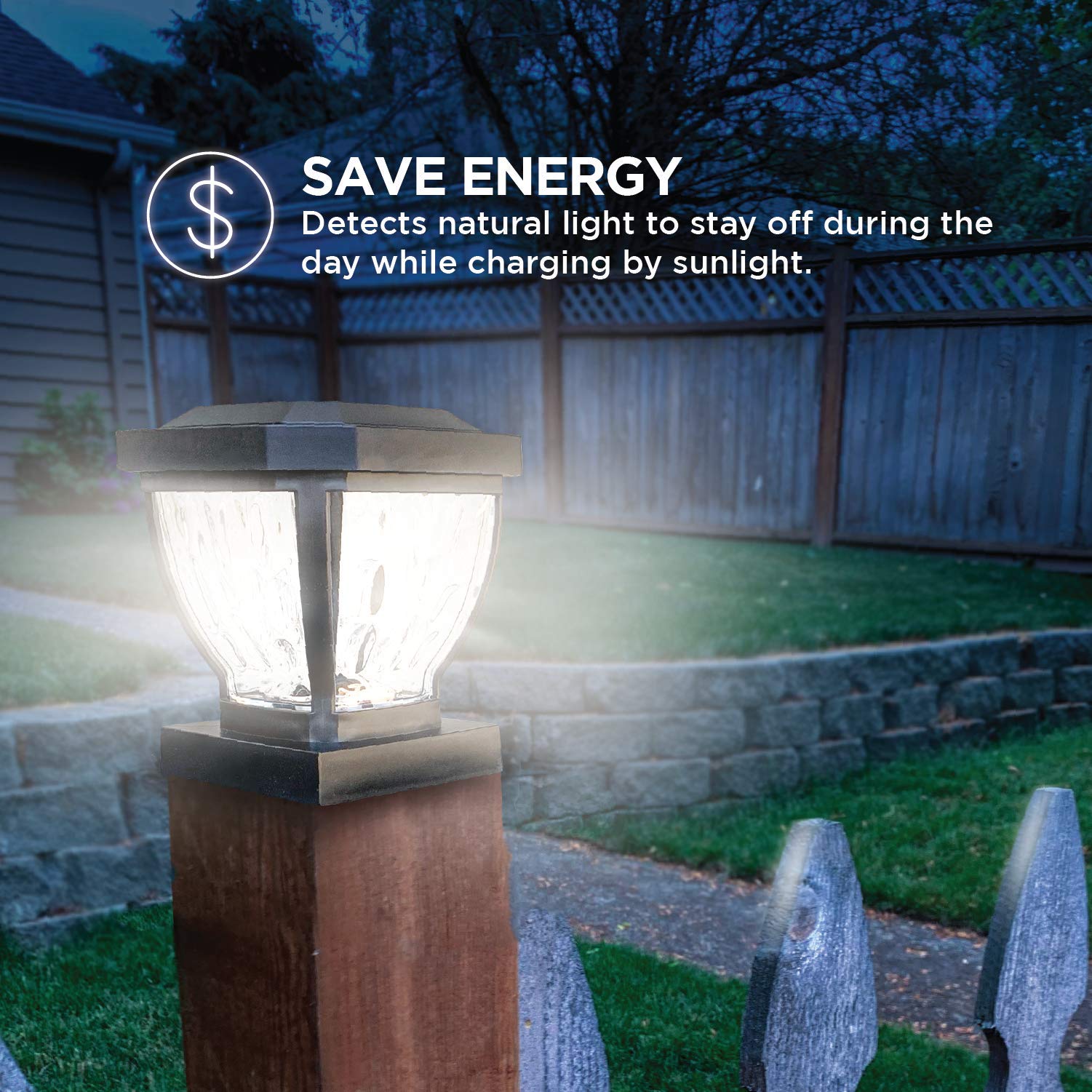 Home Zone Security Decorative Outdoor Solar Post Lights Black No Wiring 8 Set
