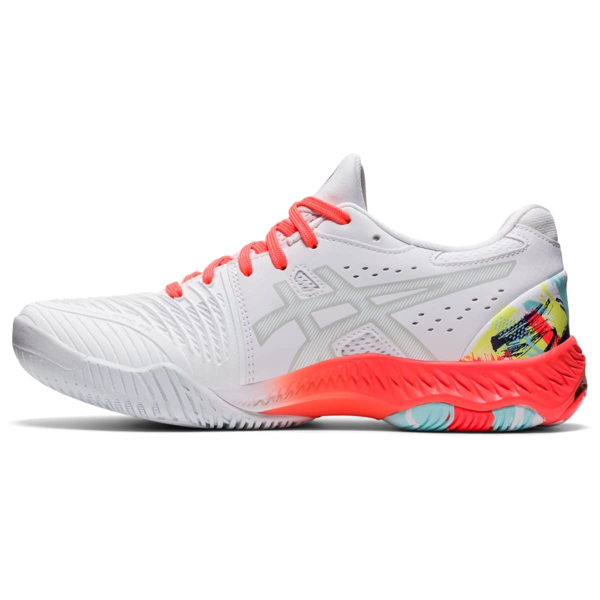 ASICS Women's Netburner Ballistic FlyteFoam 2 Volleyball Shoes, 6.5, White/Sunrise RED