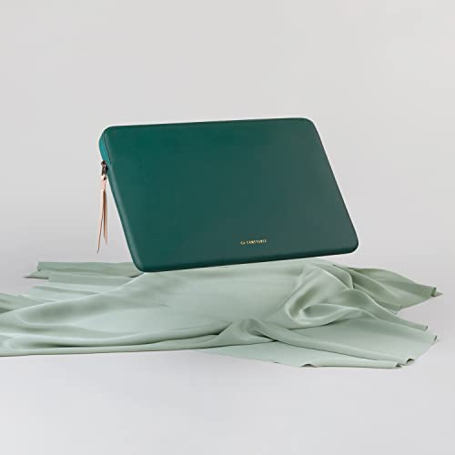 Comfyable Slim Protective Laptop Sleeve 13-13.3 Inch Compatible with 13 Inch MacBook Pro & MacBook Air, PU Leather Bag Waterproof Cover Notebook Computer Case for Mac, Green