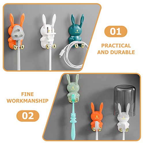 Cabilock 4pcs Adorable Rabbit Nail Free Hook Decorative Wall Hook Utility Hooks Wall Razor Holder Purse Key Holder Hook Towel Hanger Wall Hooks Decorative Wall-Mounted Bag Holder Child abs