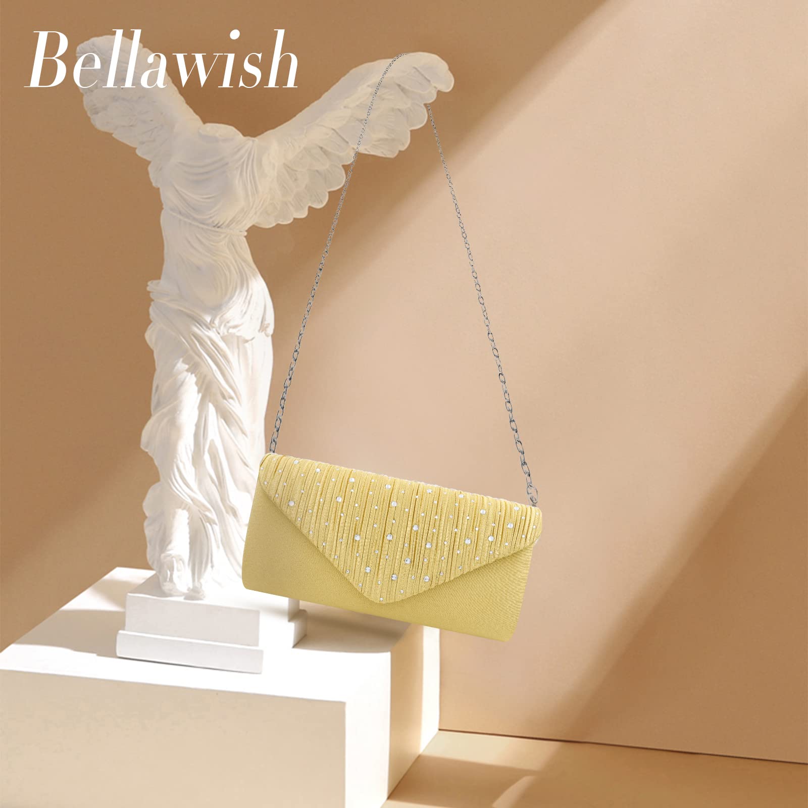 Bellawish Silver Clutch Purses for Women Wedding Bridal Evening Clutch Handbag for Party Prom, 011