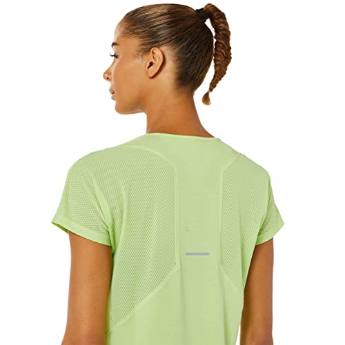 ASICS Women's V-NECK Short Sleeve TOP Running Apparel, M, LIME GREEN