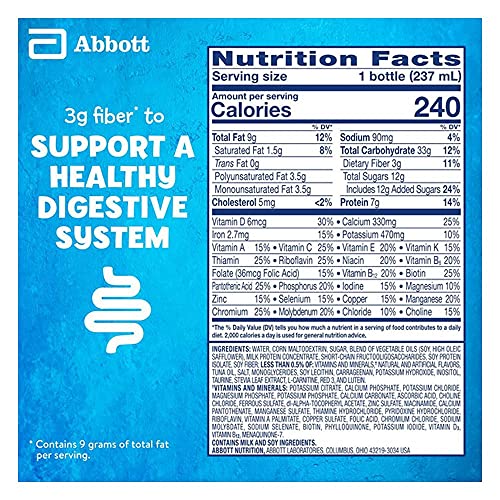 PediaSure Grow & Gain With Fiber, Kids’ Nutritional Shake, With Protein, DHA, And Vitamins & Minerals, Strawberry,8 Fl Oz (Pack of 6)