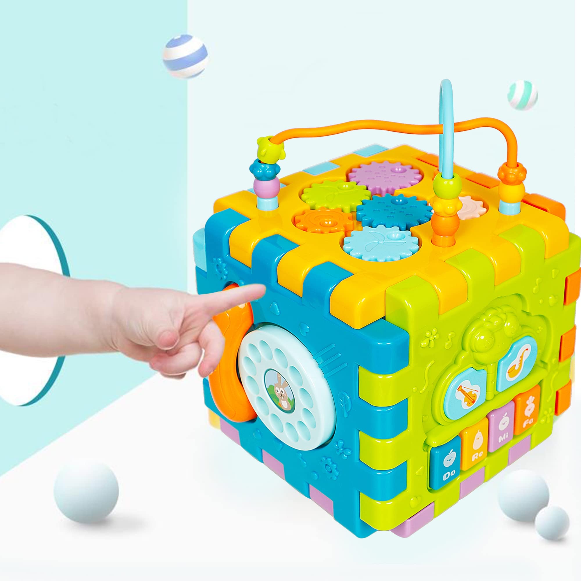 Lulu Home Toddler Activity Cube, 6-in-1 Learning Activity Center Play Square with Musical Toys, Multi Purpose Educational Toys Birthday for Kids 18 Months and Up