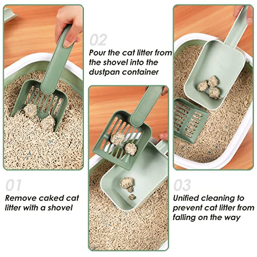 MEREN Cat Litter Scoop with Holder,Plastic Cat Litter Scooper,Deep Shovel,Large Capacity,Cat Scooper for Litter Box with Stand, Great for Scoop Away Cat Litter,Poop Sifting,Durable and Cute(Green).