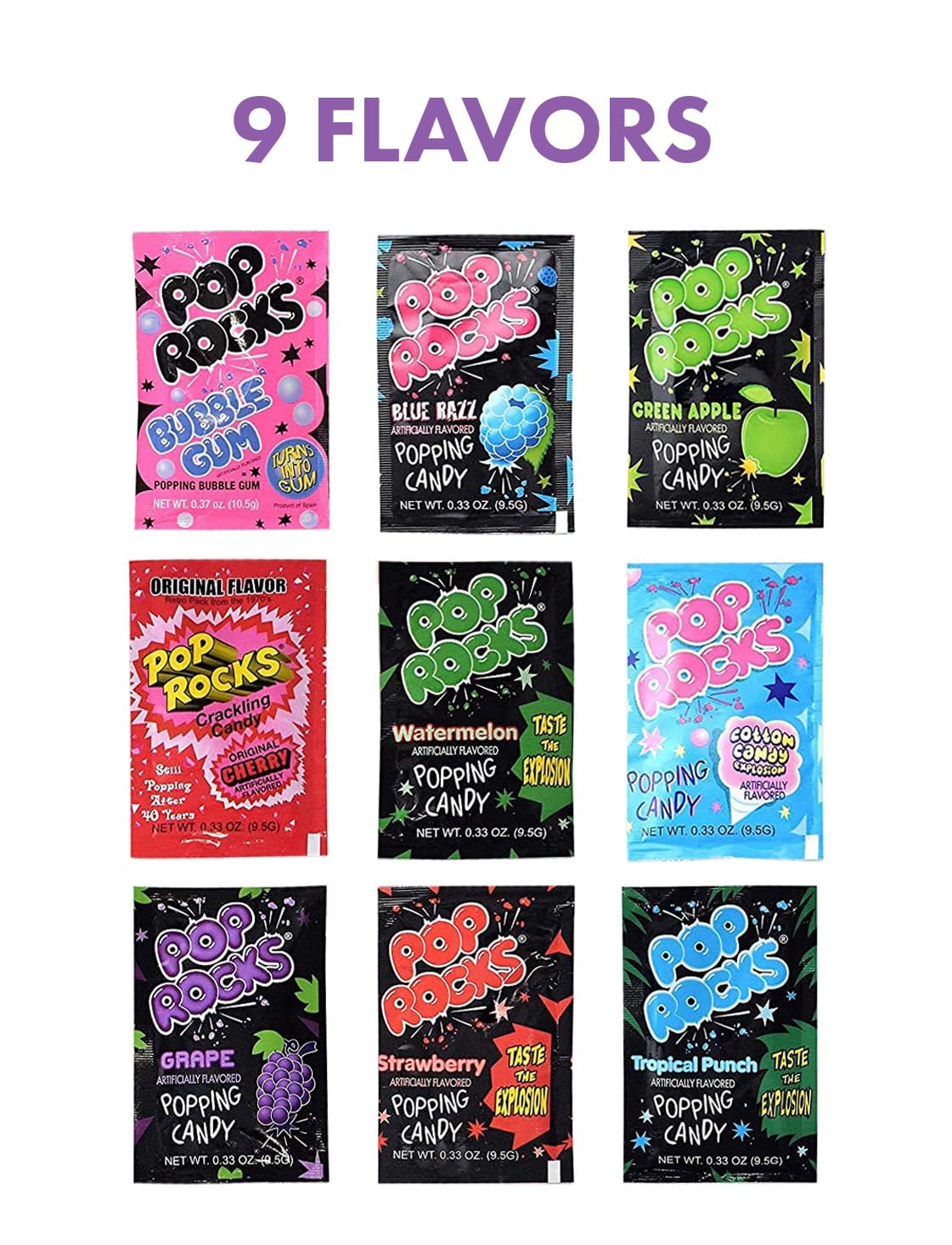 BLUE RIBBON, Pop Rocks Pack - 9-Flavor Variety-18 Piece