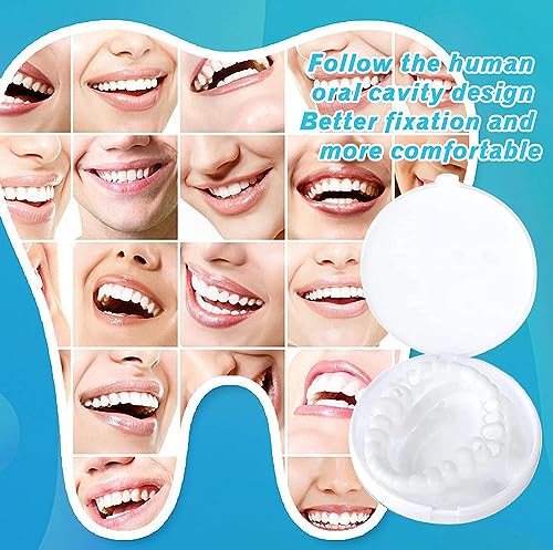 Fake Teeth,2 Pairs Veneers Dentures Socket for Women and Men,Dental Veneers for Temporary Tooth Repair Upper and Lower Jaw,Protect Your Teeth and Regain Confident Smile,Bright White