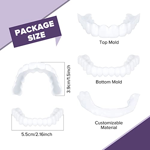Fake Teeth,2 PCS Dentures Teeth for Women and Men, Dental Veneers for Temporary Teeth Restoration, Nature and Comfortable, Protect Your Teeth and Regain Confident Smile, Natural Shade-2