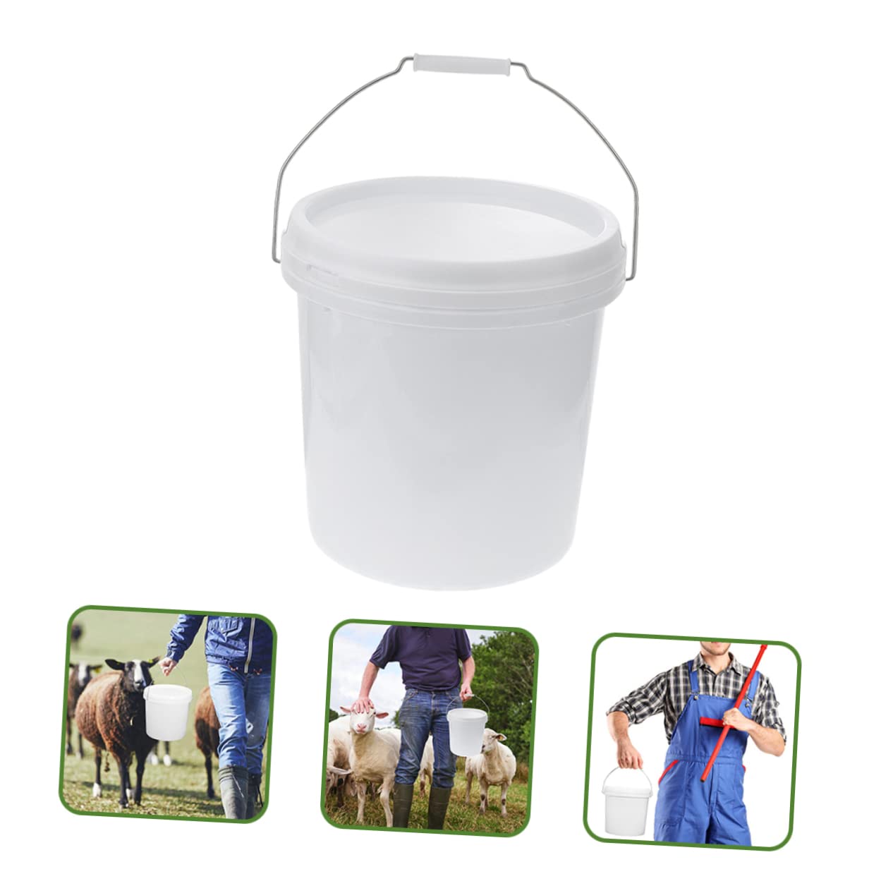 Buckets 2pcs Water L Home White Industrial Portable Container Purpose Bucket Paint Lid Pail for All with Plastic Use Outdoor Handle and Containers with Lids