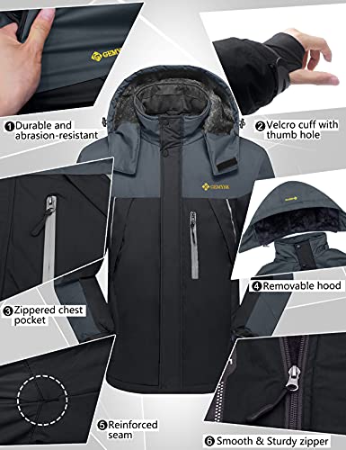 GEMYSE Men's Mountain Waterproof Ski Snow Jacket Winter Windproof Rain Jacket (Black,Medium)