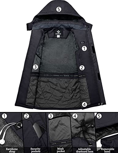 GEMYSE Men's Mountain Waterproof Ski Snow Jacket Winter Windproof Rain Jacket (Black,Small)