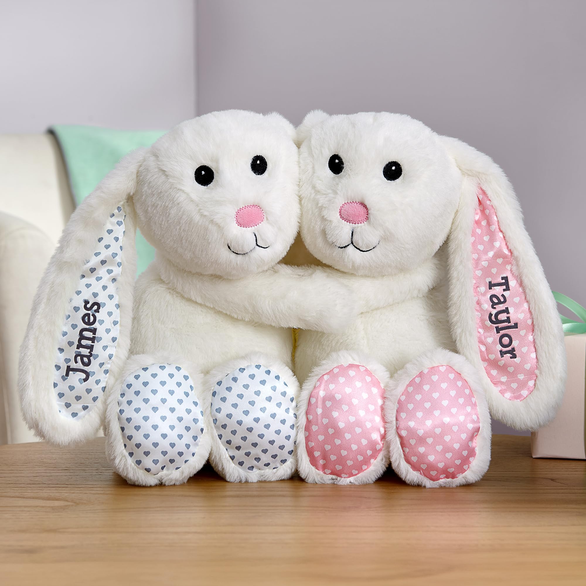 Let's Make Memories Personalized Hugging Plush Bunnies - Bunny Stuffed Animal - Easter Bunny - for Couples - for Him - for Her