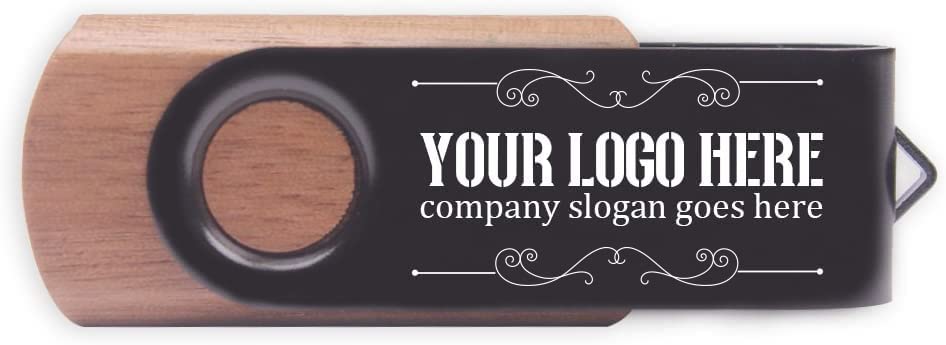 Wholesale Custom 8GB Wood Swivel USB Flash Drive 10 Pack, Personalized Custom Logo 8GB USB Memory Stick Thumb Drives with Free Laser Engraving for Wedding/Birthday/Anniversary - Walnut