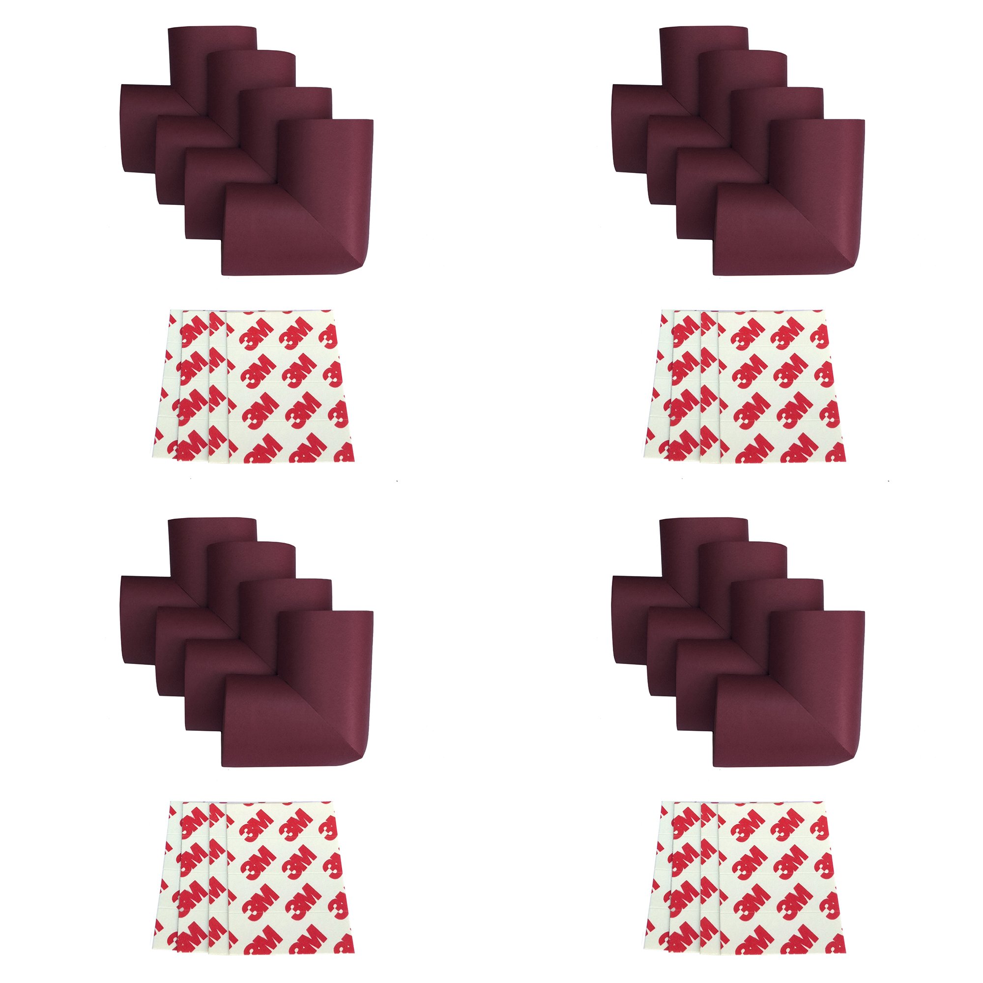 Premium Corner Guards from Bow-Tiger™ - 16 Corner Cushion Bumpers - Extra Dense Safety Foam Furniture and Table Protectors - Coffee