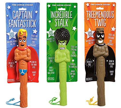 DOOG - The Supersticks Incredible Stalk Fetch Toys Safer Than Real Sticks, Splinter Free, Glow-in-The-Dark Eyes, Floats, Easy to Clean