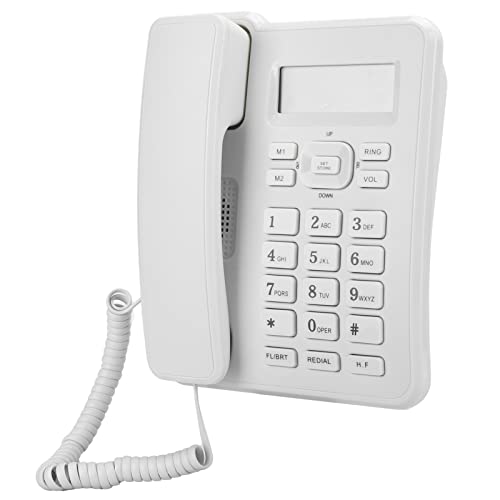 Eboxer Corded Telephone, Large Button Business Landline Phone, DTMF FSK Dual System, with LCD Screen Display, 16 Ringtones, for Household Hotel Domestic Home Office, White