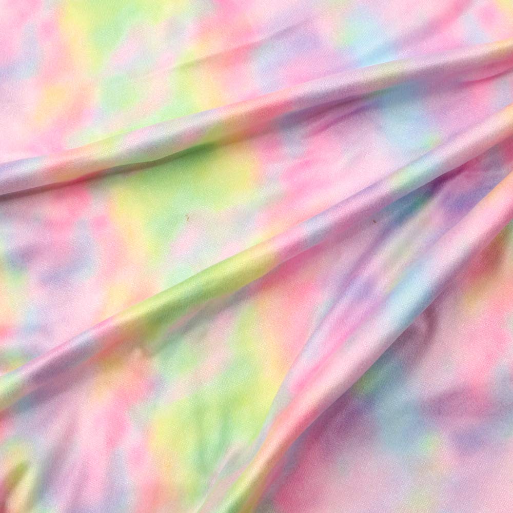 David accessories Double Brushed Poly Knit Fabric Tie-Dye Pattern Printing Fabric Stretch Spandex Knitting Fabric DBP Fabric by The Yard for Clothes Dress (Rainbow)