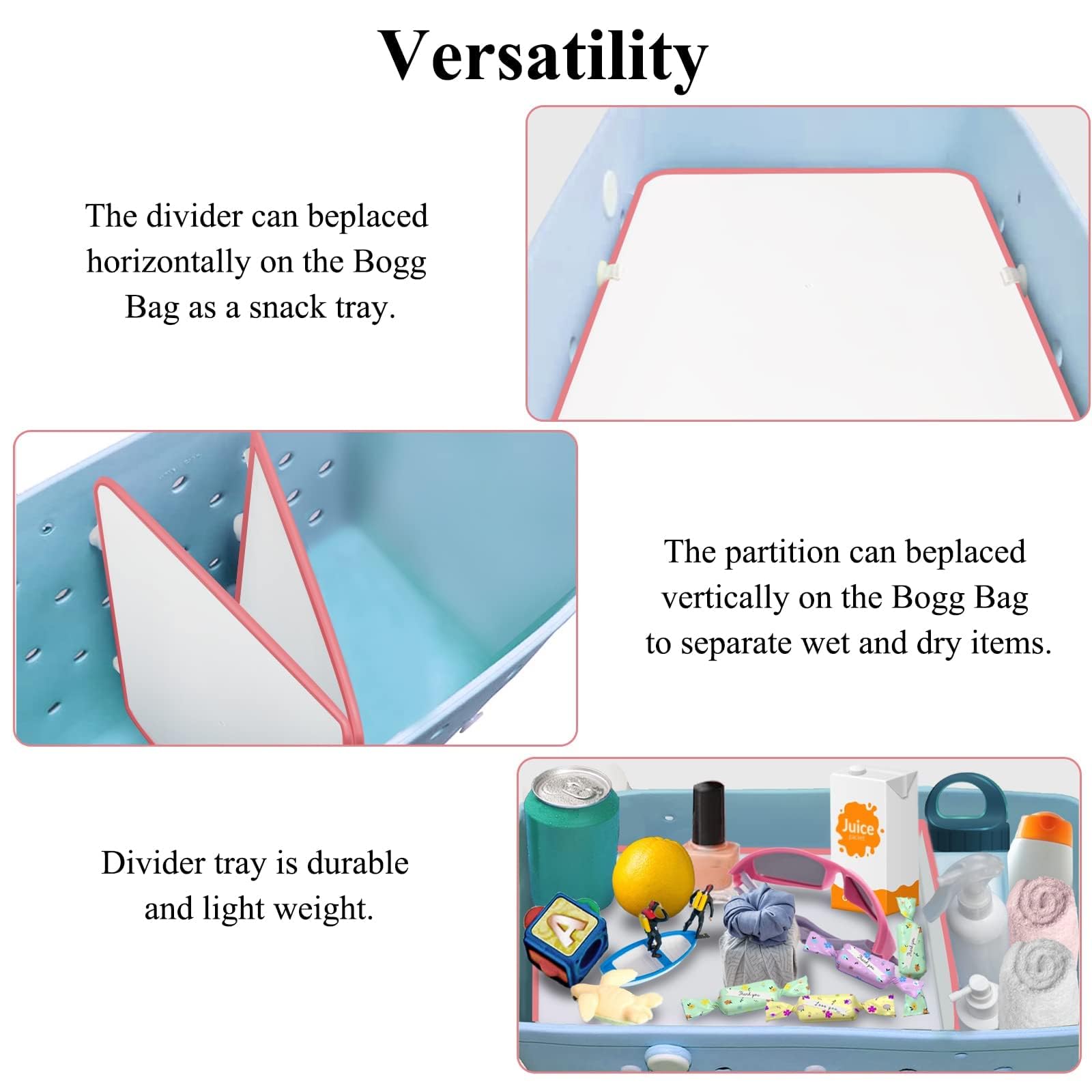 Cyauskoe 2 Pack Divider Tray for Bogg Bag Accessories of Bogg Bag Original X Large as Divider Insert Tray Help with Organizing Your Bogg Bag and Divide Space White (White)