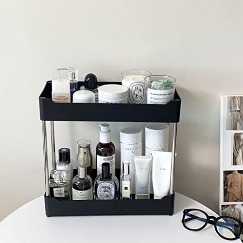 FIZZOQI Two Layers of Black Storage Shelf Display Rack Multifunctional Kitchen Finishing Rack Minimalist Desktop Rack Dormitory Makeup Finishing Rack