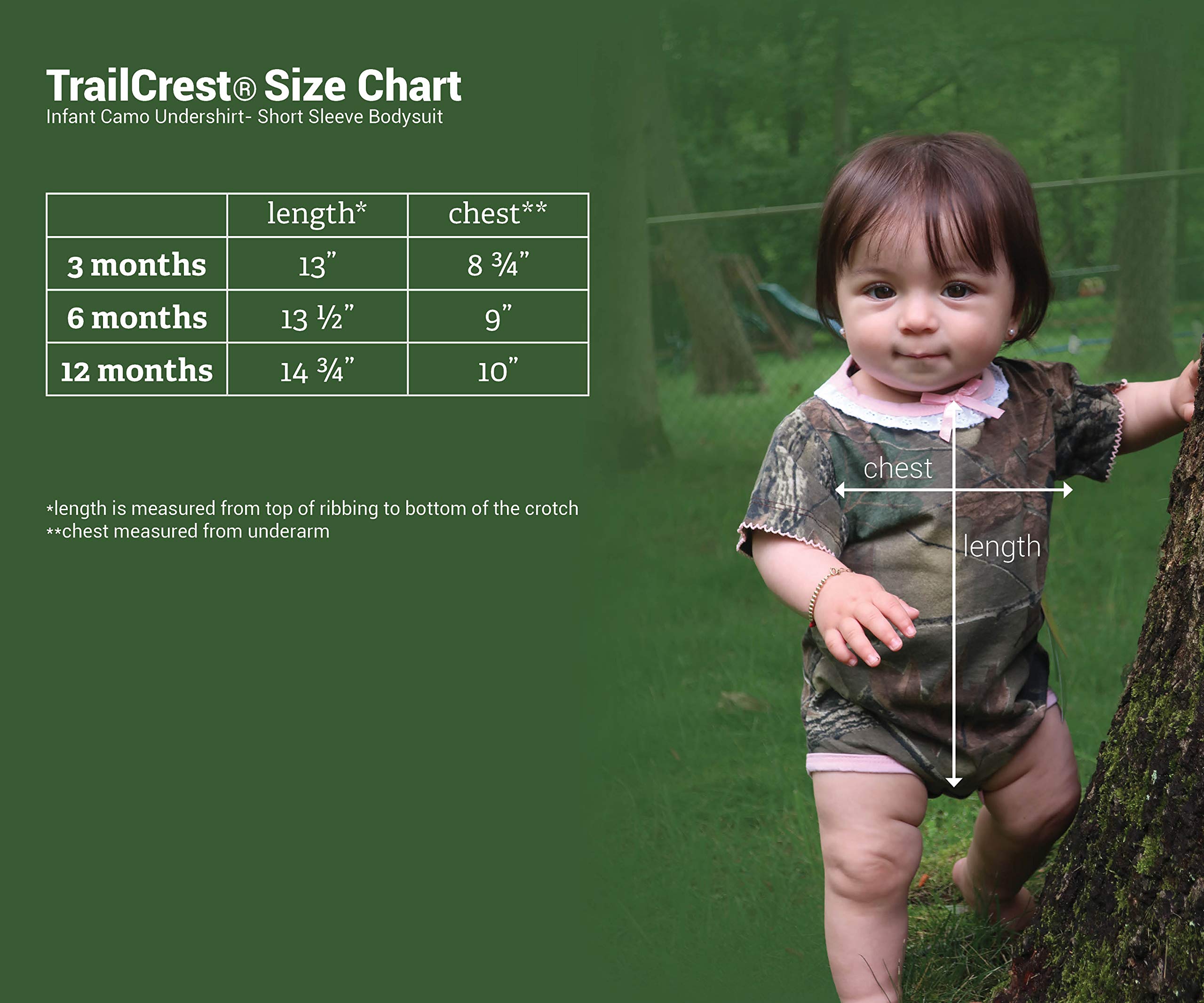 TrailCrest by Treel Newborn Baby Boy Girl Infant Undershirt- Short Sleeve Romper Bodysuit Camo Jumpsuit, 3 Months, Camo